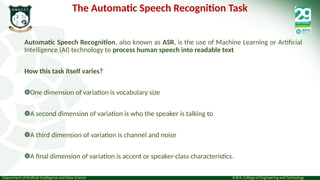 Automatic Speech Recognition Task – Feature Extraction for ASR: Log Mel Spectrum | PPTX