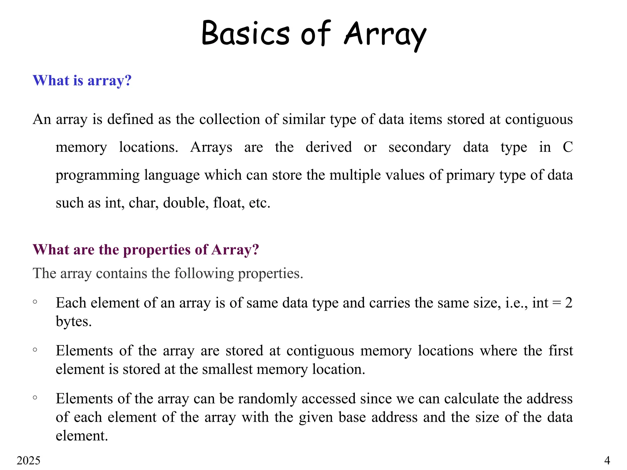 Basics of array in C. 1D array and 2D C | PPT