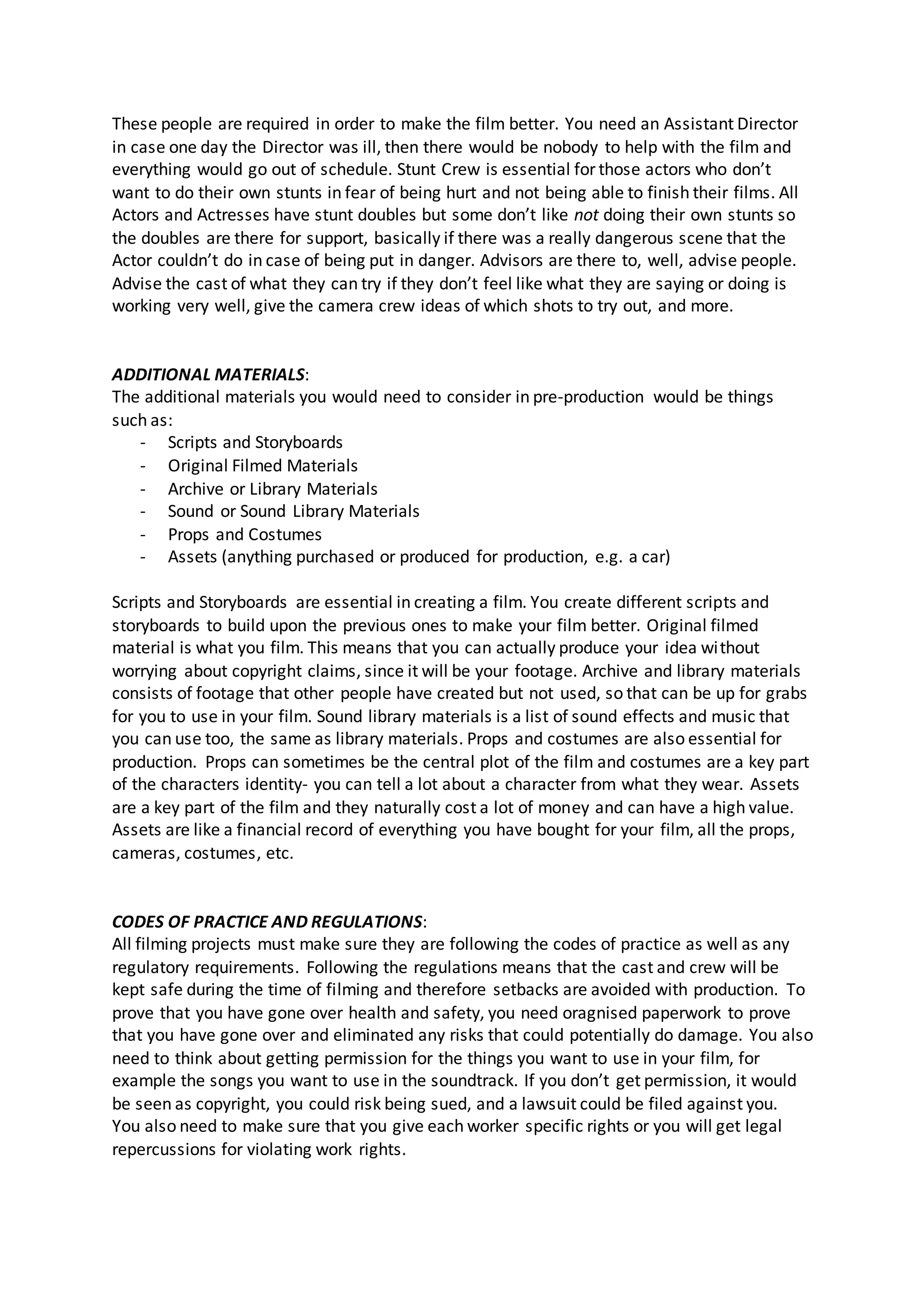 Understanding the requirements of pre-production. | DOCX