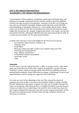 Understanding the requirements of pre-production. | DOCX