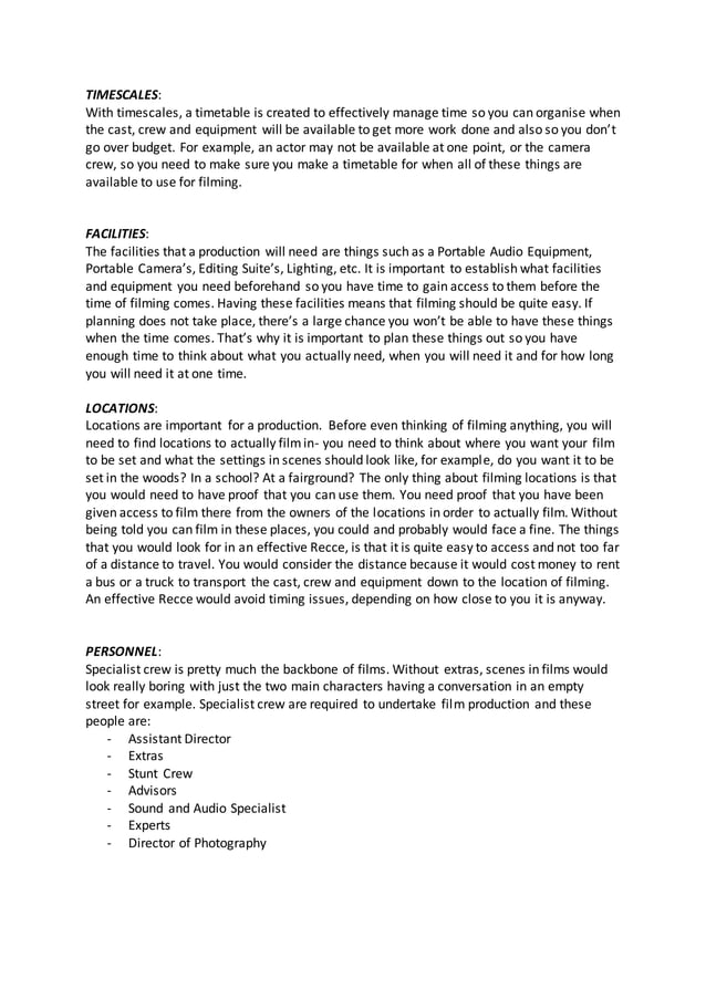 Understanding the requirements of pre-production. | DOCX