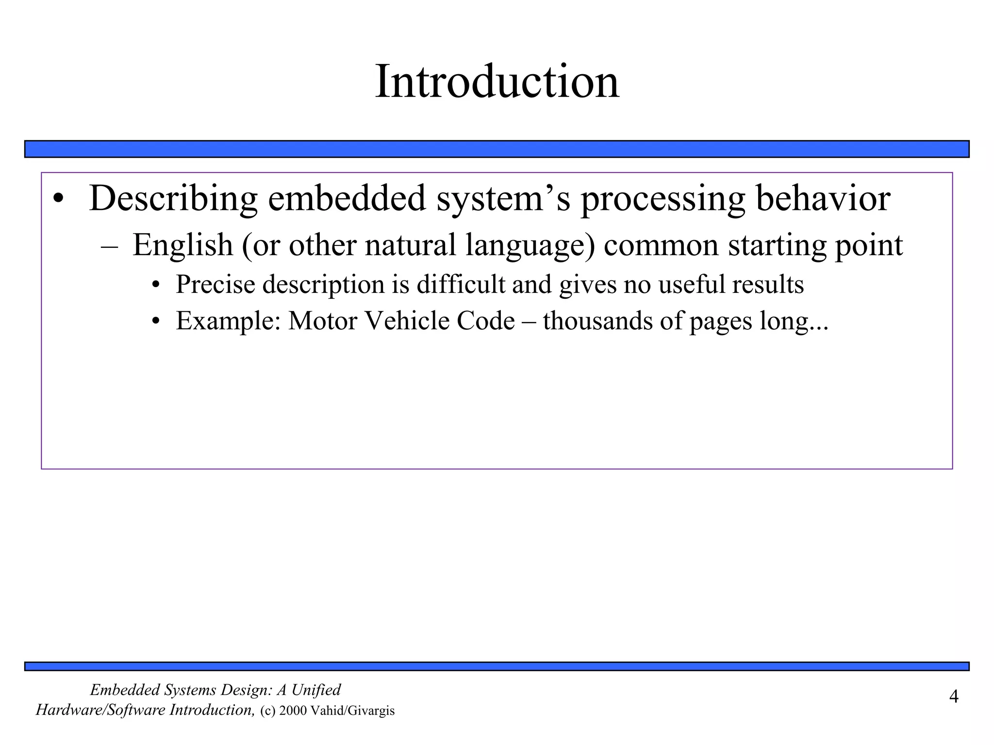 Embedded System Design Processmodels Ppt 