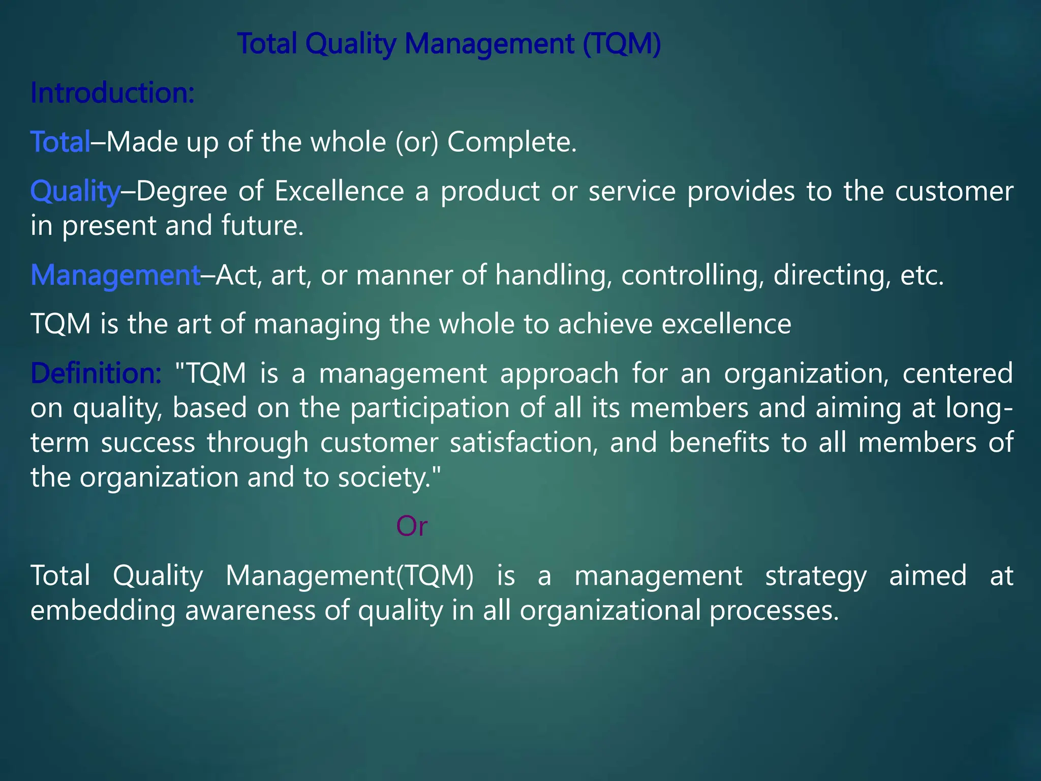 Quality Management System including the Quality management and ...