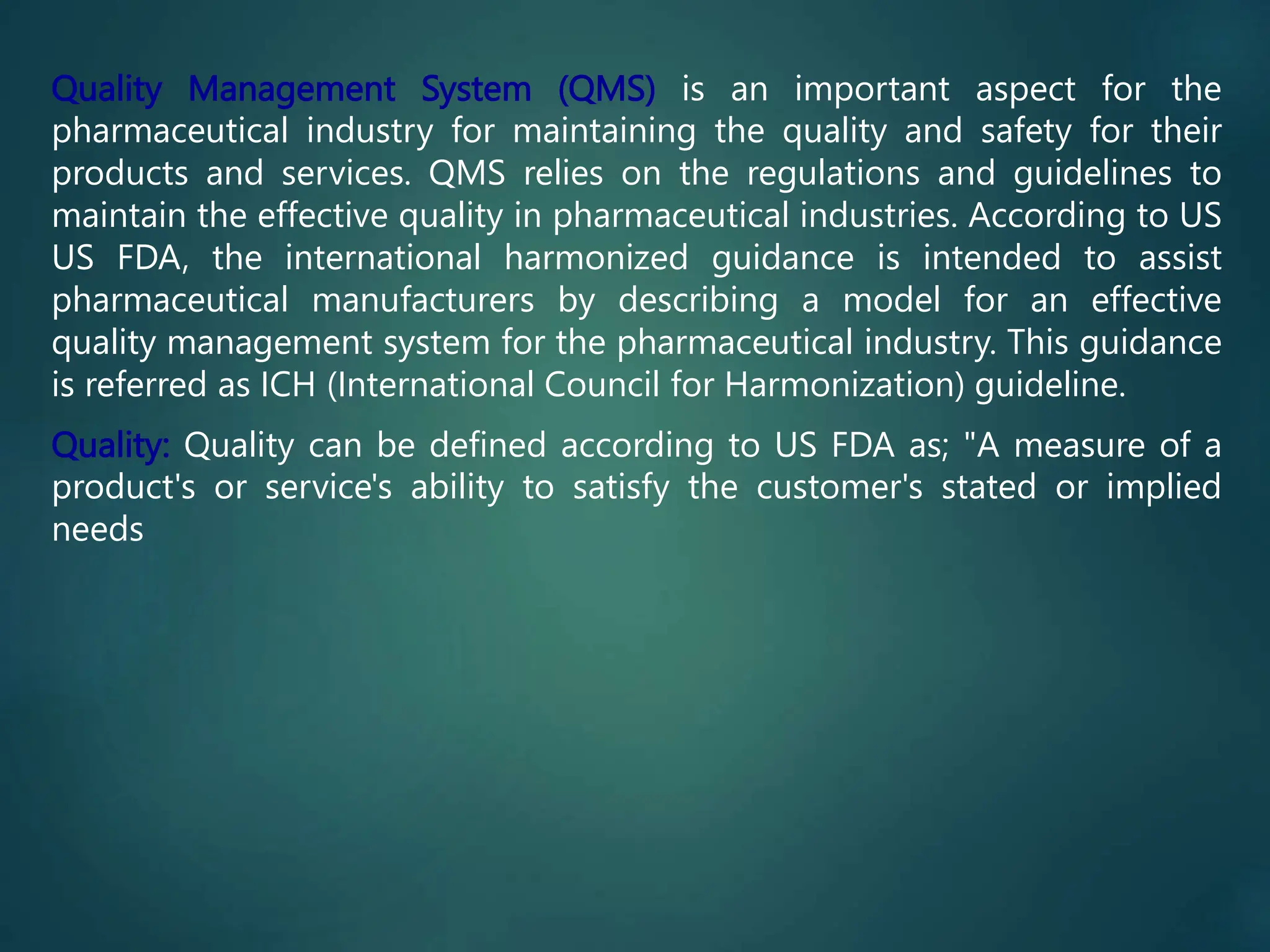 Quality Management System including the Quality management and ...