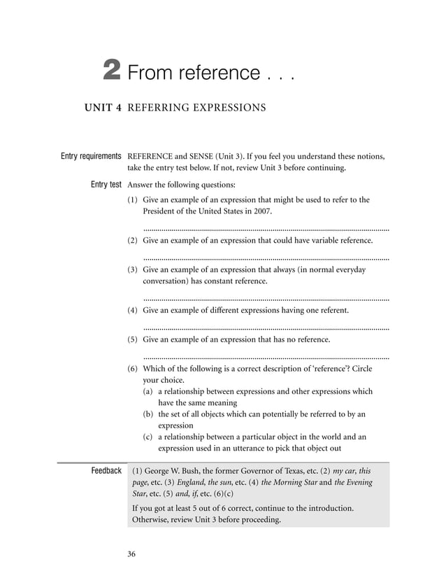 Unit 4 referring expressions | PDF