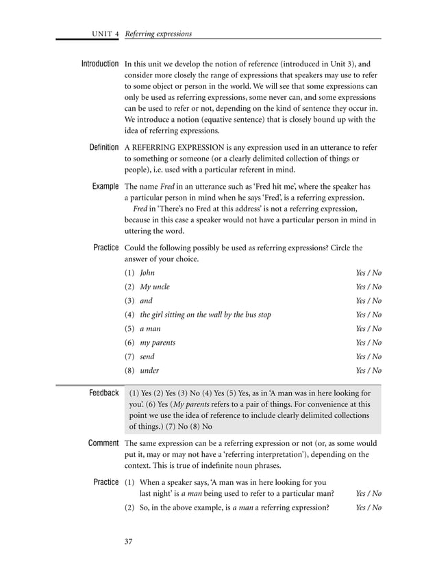 Unit 4 referring expressions | PDF