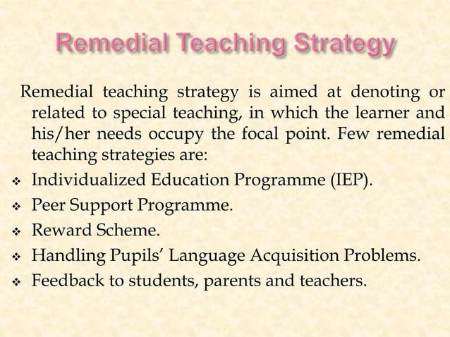 UNIT 4 REMEDIAL TEACHING STRATEGIES.pptx | Special Education | Education