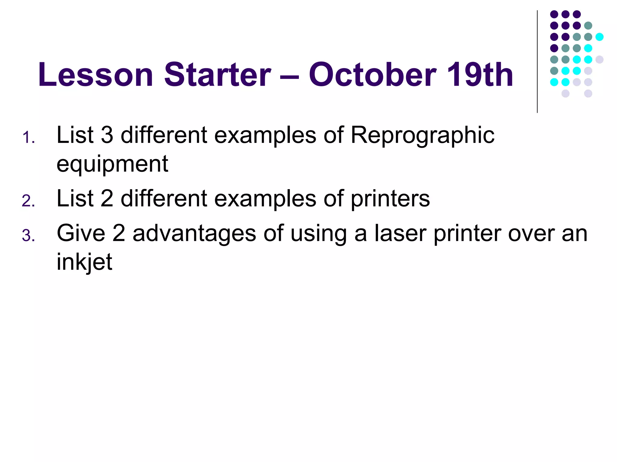 Unit 4 Reprographics | PPT