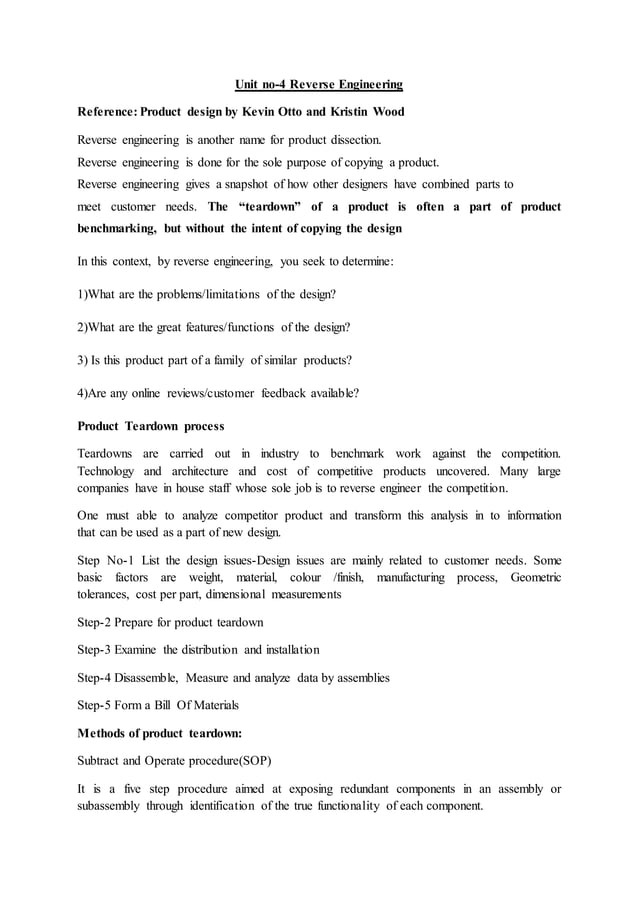 Unit4 reverse engineering | DOCX