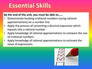 Unit 4 review irrational numbers | PPT