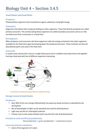 AQA Biology Unit 4 Revision Notes | PDF