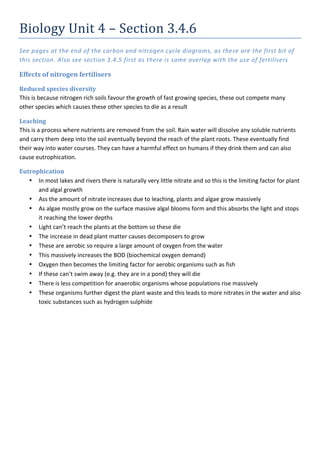 AQA Biology Unit 4 Revision Notes | PDF