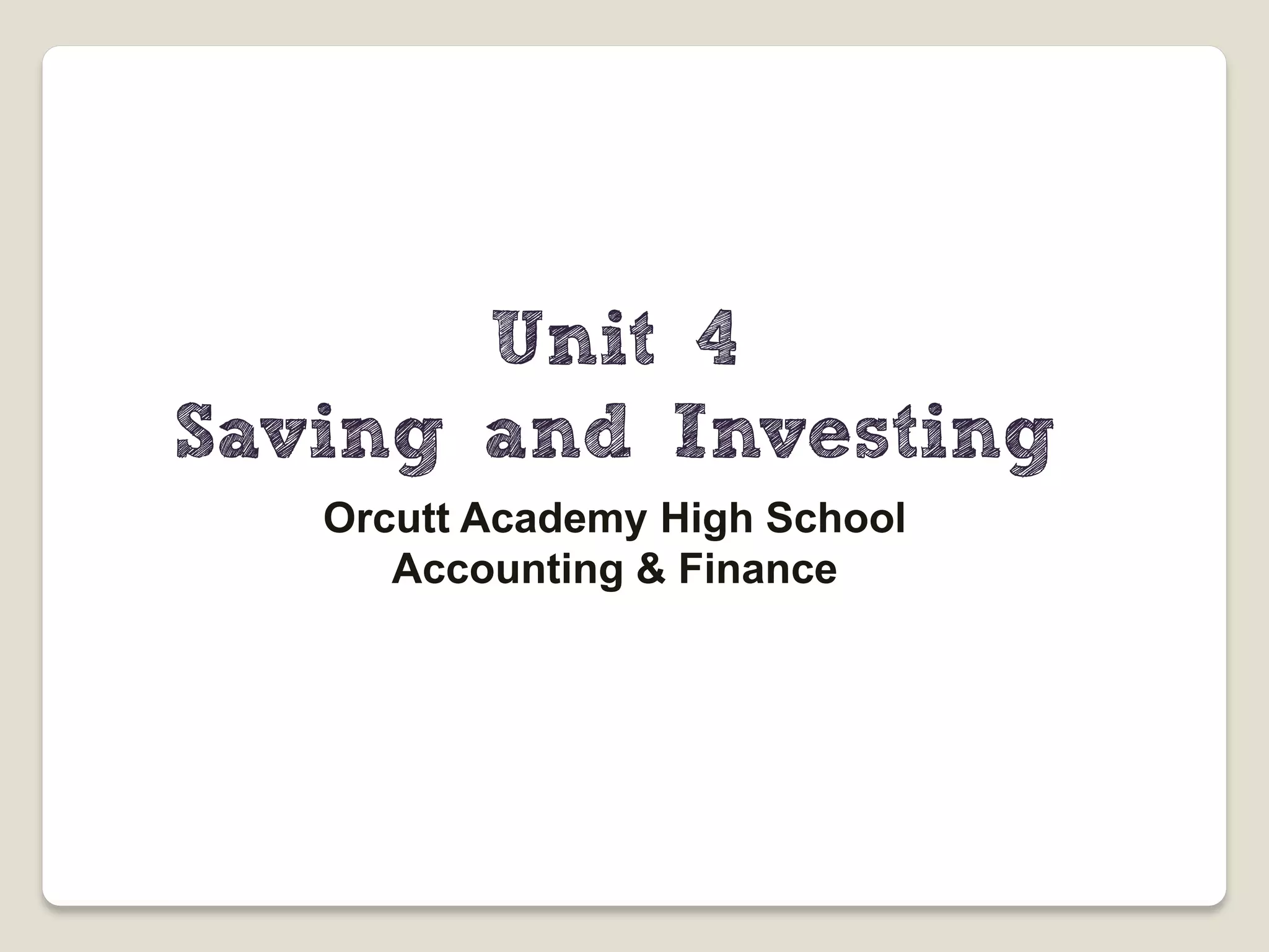 Unit 4 Saving and Investing PPT | PDF | Stocks and Bonds | Personal ...