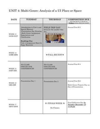 Unit 4 schedule | PDF | Educational Assessment | Education