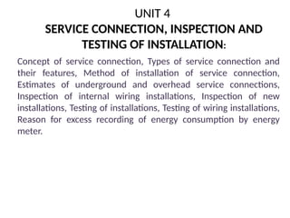 SERVICE CONNECTION, INSPECTION AND TESTING OF INSTALLATION | PPTX