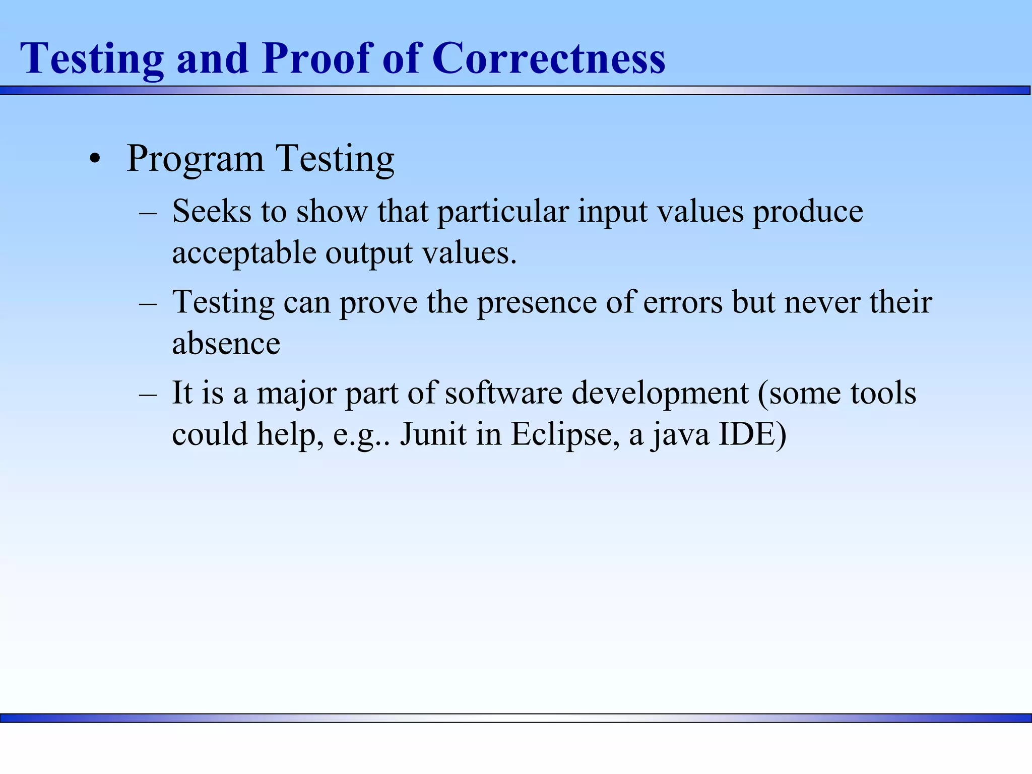 Unit4 Proof of Correctness, Statistical Tools, Clean Room Process and ...