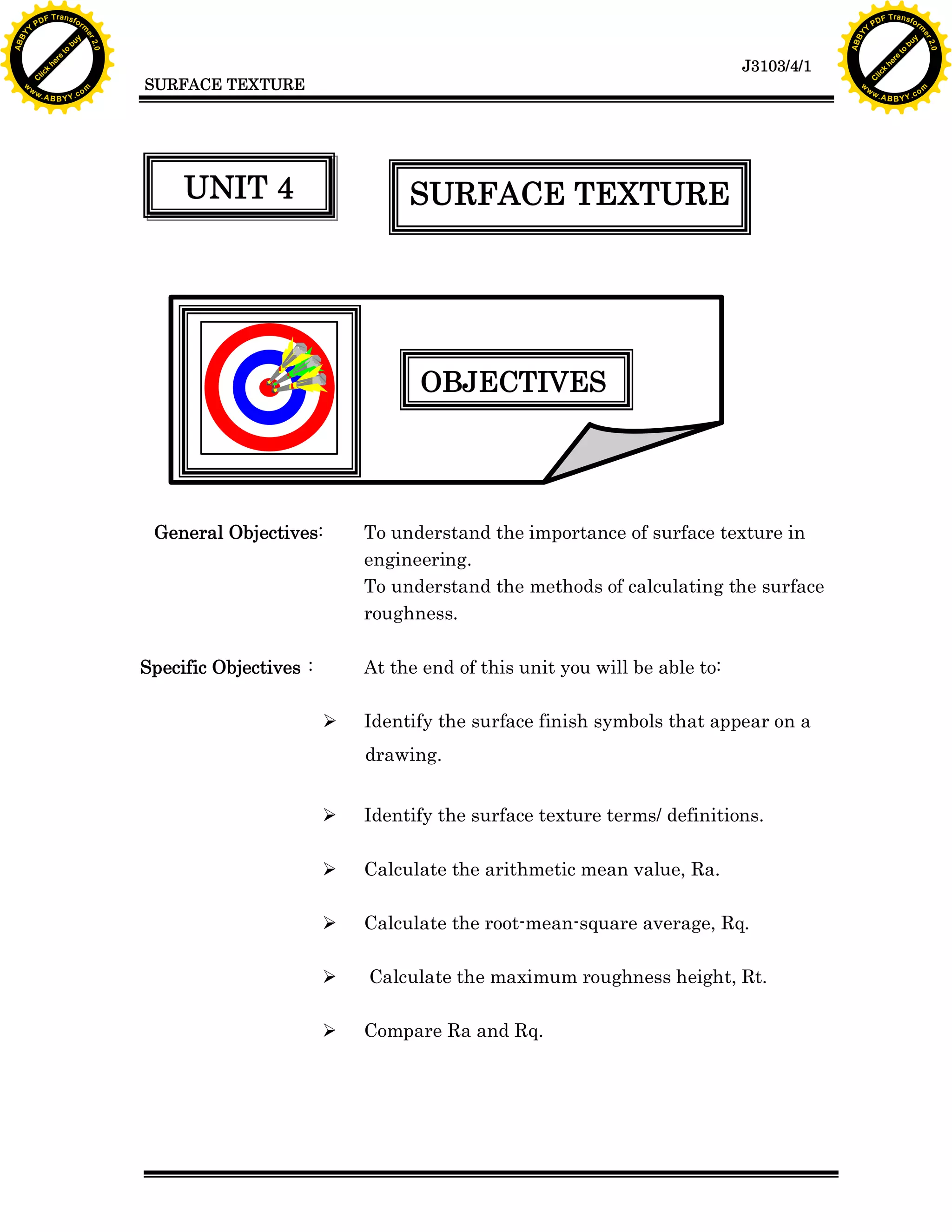 Unit4 Surface Texture | PDF