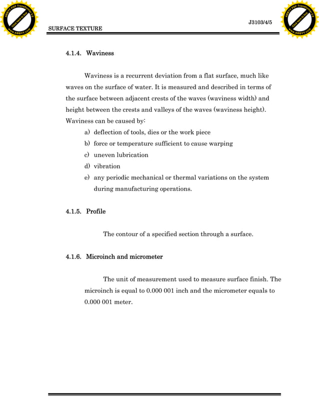 Unit4 Surface Texture | PDF