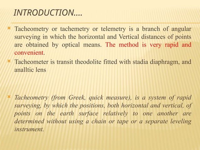 Module -4 TACHEOMETRY Surveying in Civil Engineering | PPTX