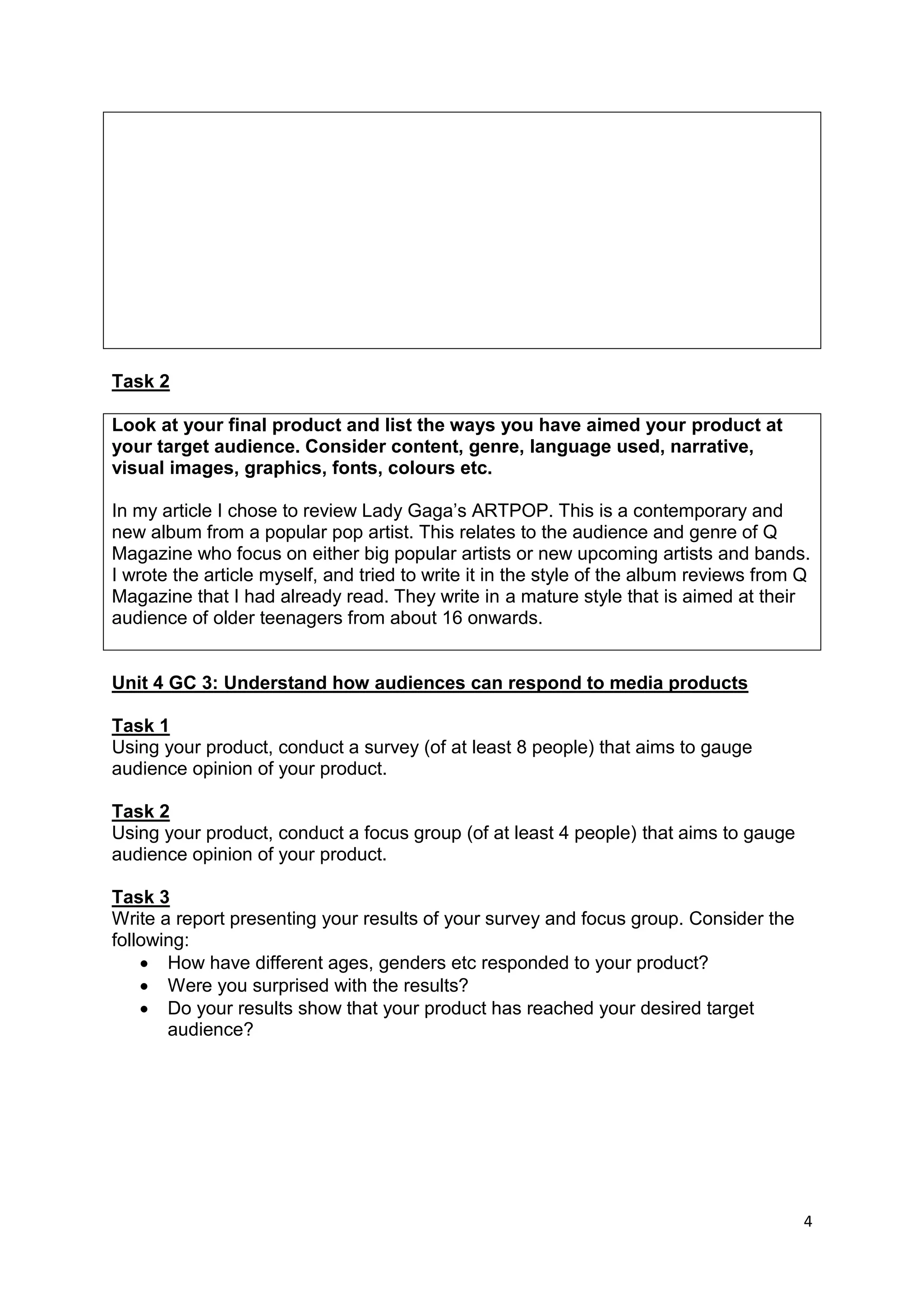 Unit 4 tasks for unit 21 | PDF