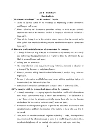 Unit 4 trade secret 1 | PDF