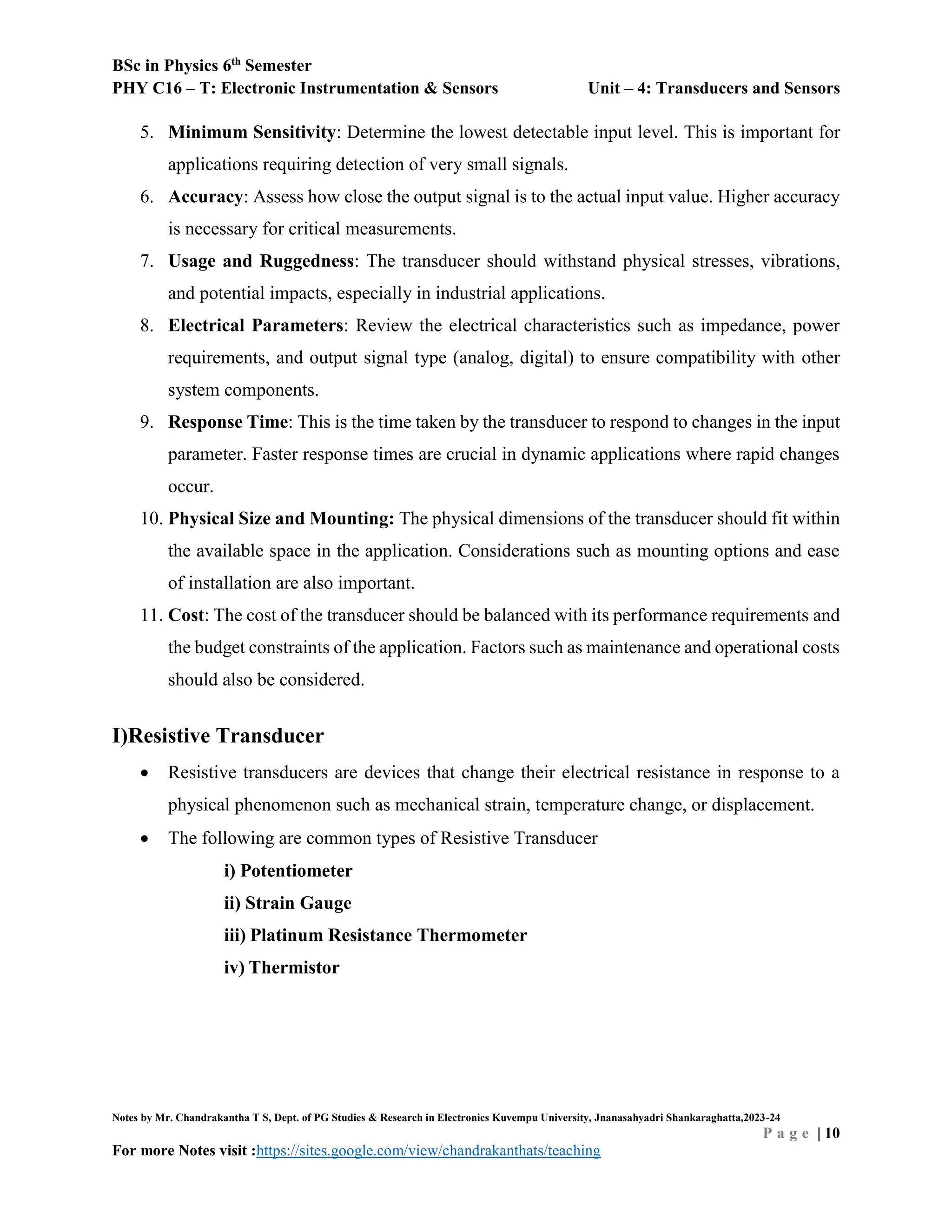 Unit – 4 Transducers and sensors:Definition and types of transducers | PDF