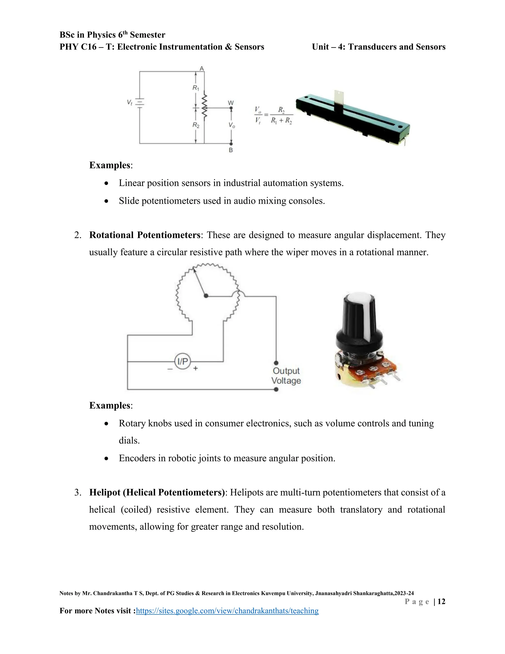 Unit – 4 Transducers and sensors:Definition and types of transducers | PDF