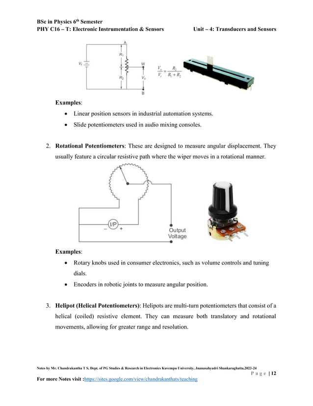 Unit 4 Transducers And Sensors Definition And Types Of Transducers Pdf