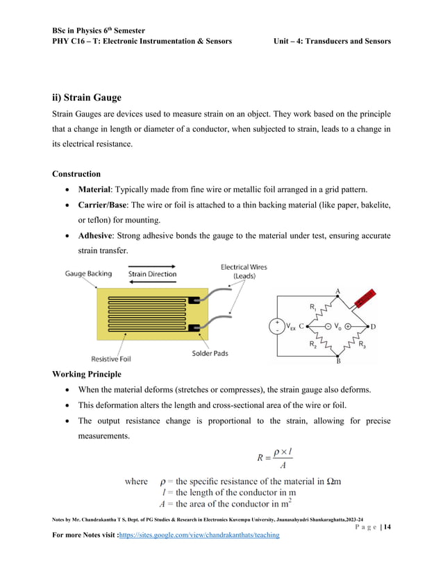 Unit 4 Transducers And Sensors Definition And Types Of Transducers Pdf