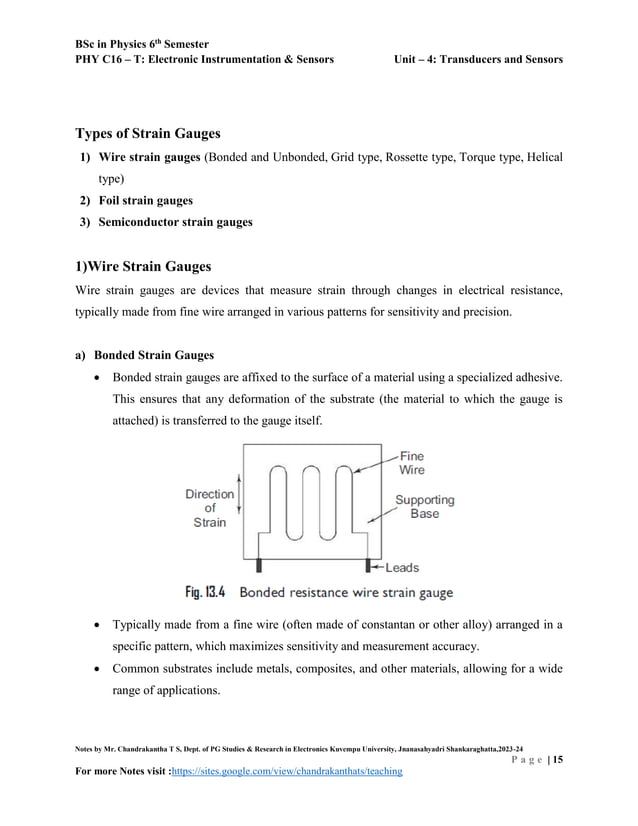 Unit – 4 Transducers and sensors:Definition and types of transducers | PDF