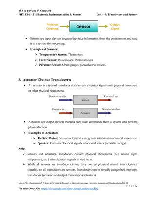 Unit – 4 Transducers and sensors:Definition and types of transducers | PDF