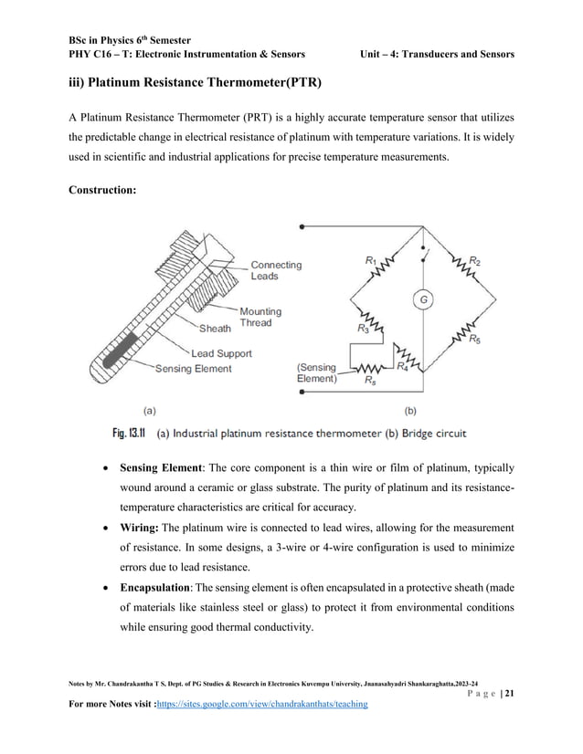 Unit 4 Transducers And Sensors Definition And Types Of Transducers Pdf