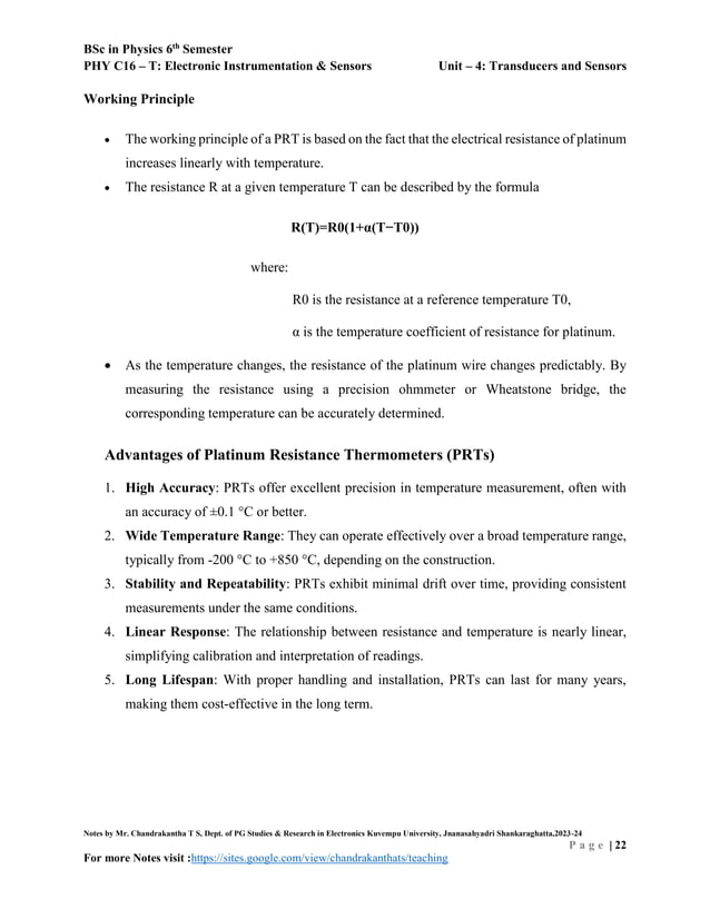 Unit – 4 Transducers and sensors:Definition and types of transducers | PDF