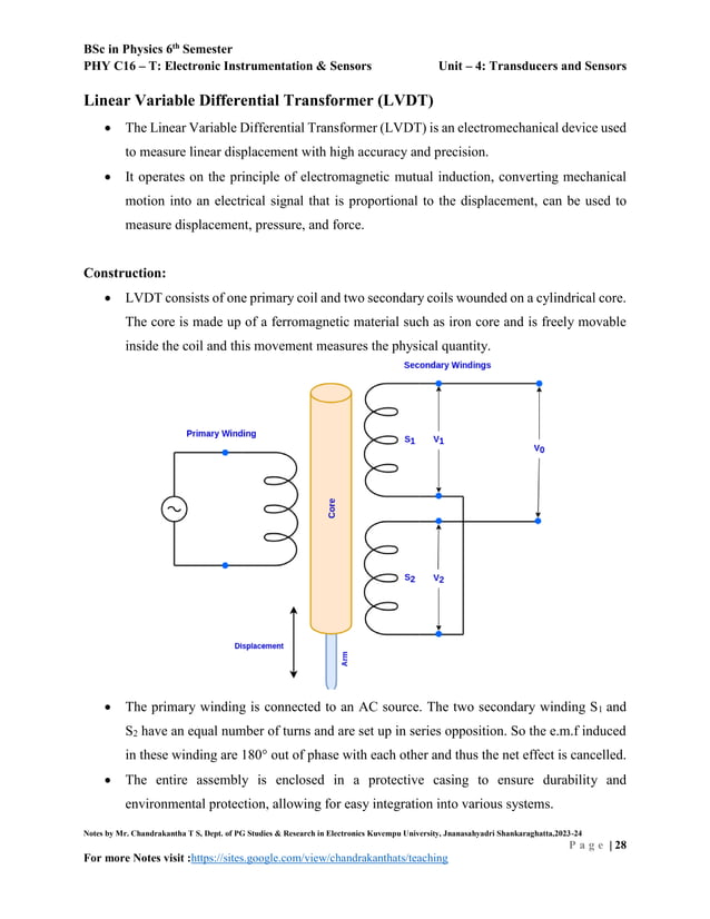 Unit – 4 Transducers and sensors:Definition and types of transducers | PDF