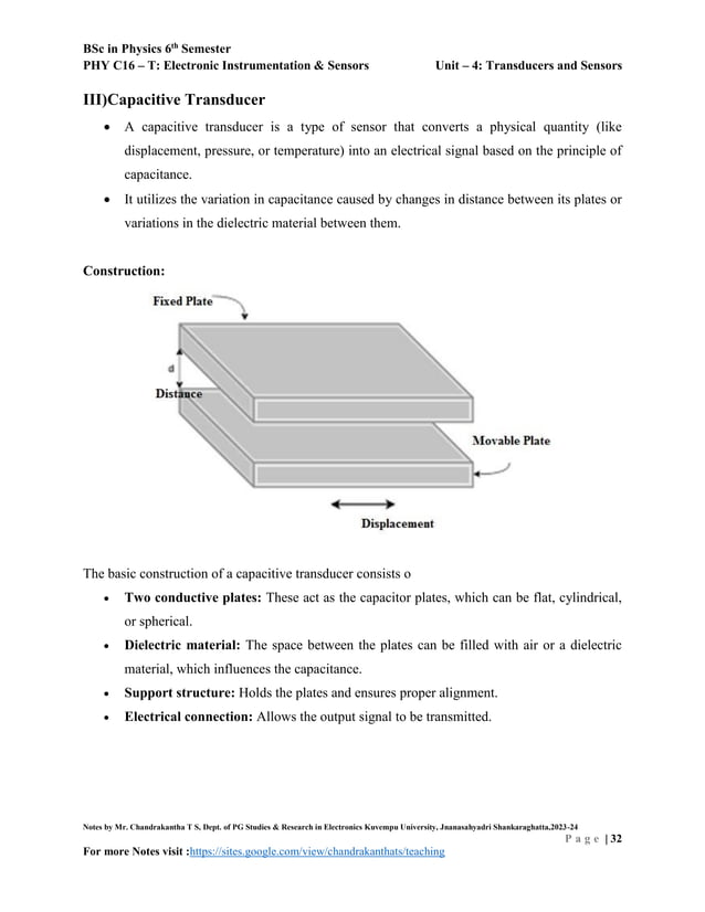 Unit – 4 Transducers and sensors:Definition and types of transducers | PDF