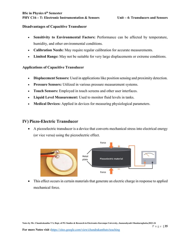 Unit – 4 Transducers and sensors:Definition and types of transducers | PDF