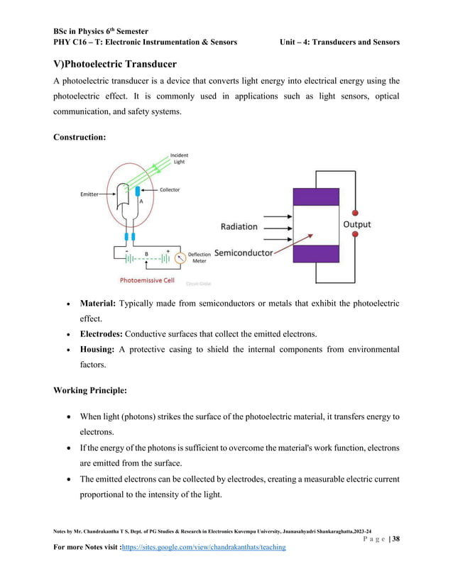 Unit – 4 Transducers and sensors:Definition and types of transducers | PDF