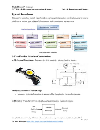 Unit – 4 Transducers and sensors:Definition and types of transducers | PDF