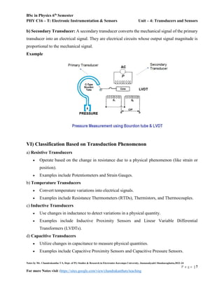 Unit – 4 Transducers and sensors:Definition and types of transducers | PDF