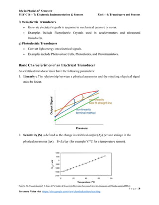 Unit – 4 Transducers and sensors:Definition and types of transducers | PDF