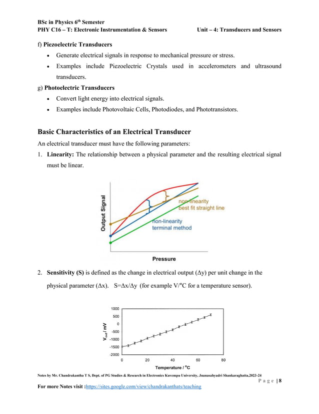 Unit 4 Transducers And Sensors Definition And Types Of Transducers Pdf
