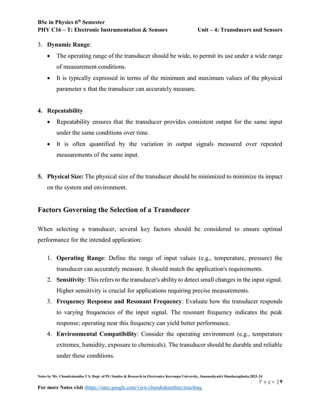 Unit – 4 Transducers and sensors:Definition and types of transducers | PDF