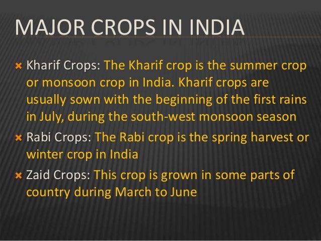 Types Of Crops In India