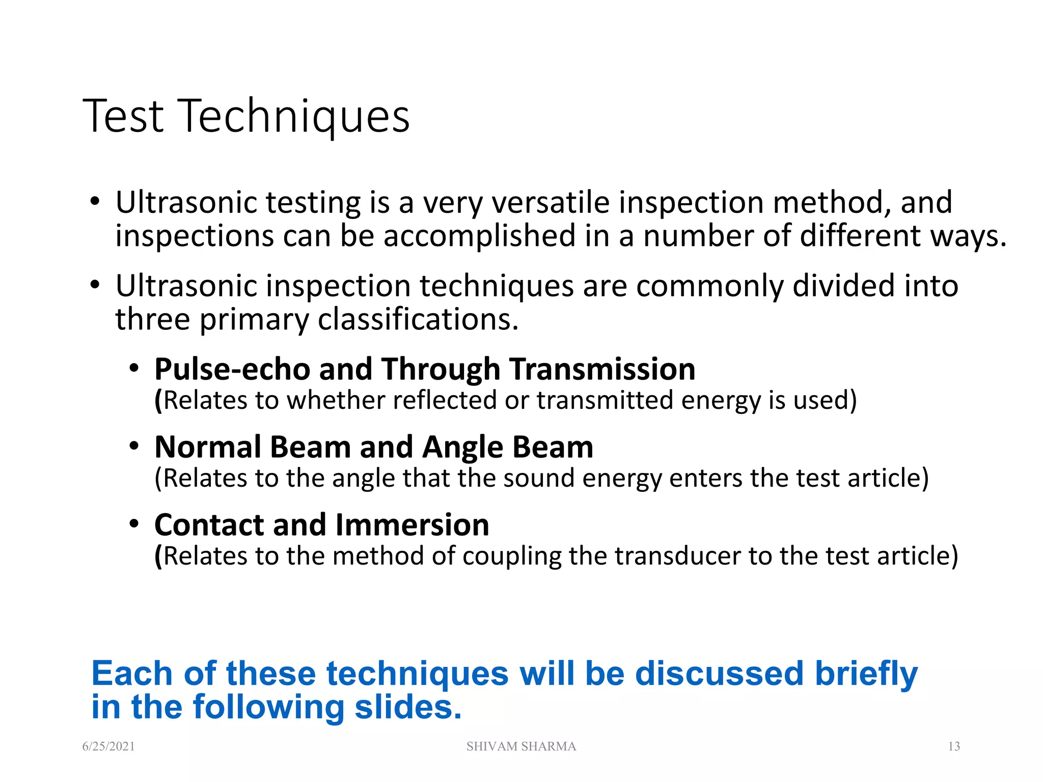 Unit 4 ultrasonic testing method | PPT