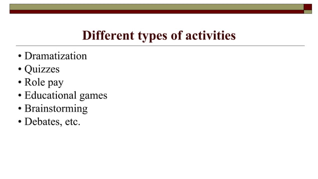 ACTIVITY METHOD | PPTX | Homework and Study | Education