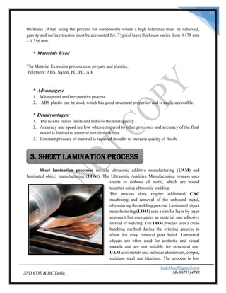 Additive manufacturing Processes PDF by (badebhau4@gmail.com) | PDF
