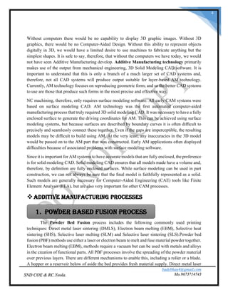 Additive manufacturing Processes PDF by (badebhau4@gmail.com) | PDF