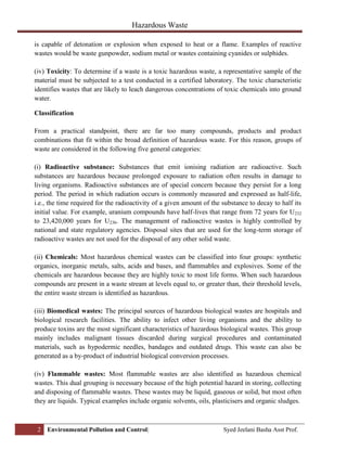 hazardous waste environmental protection and control | PDF