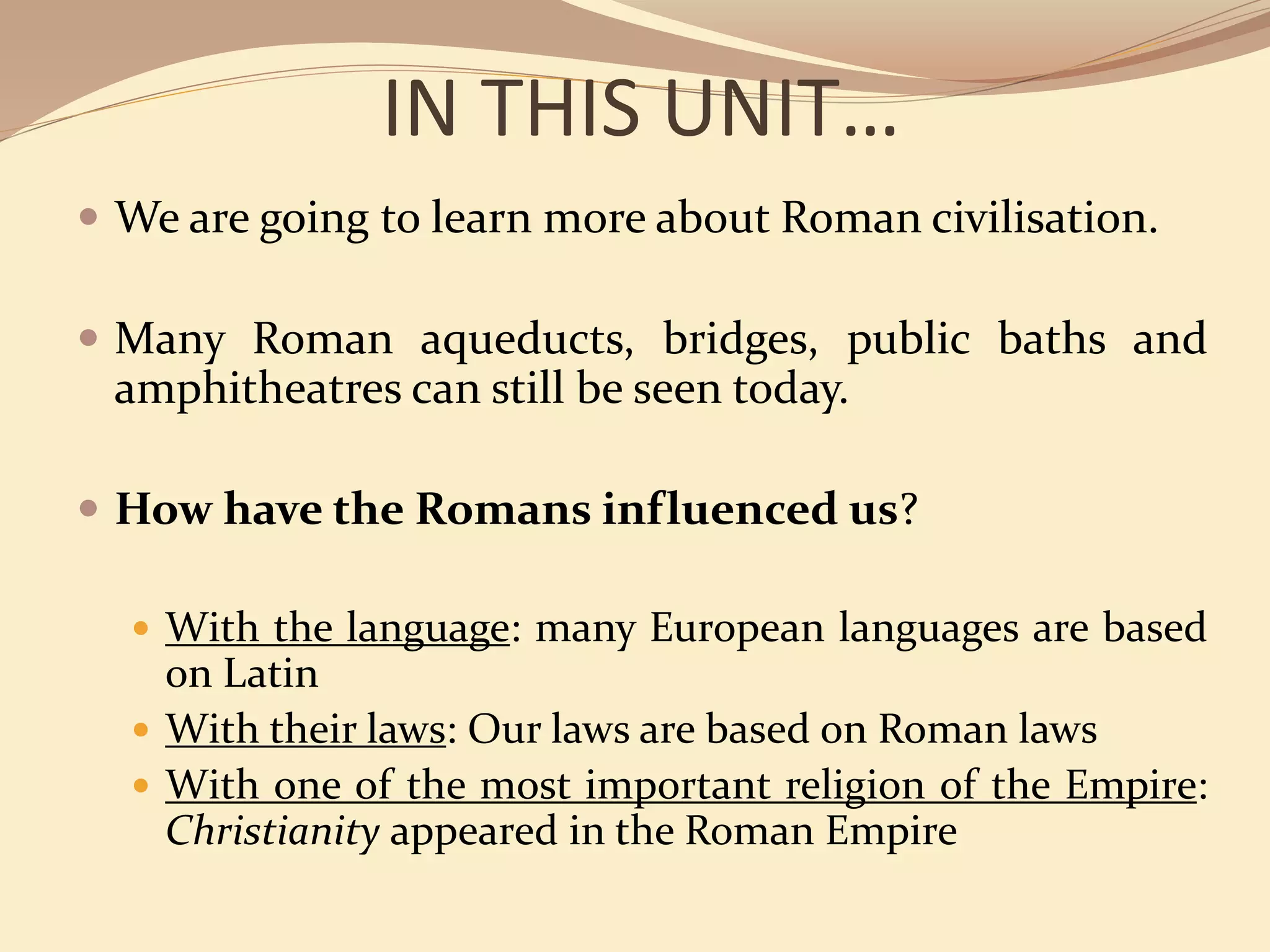 Unit 5. Roman Civilisation | PPTX