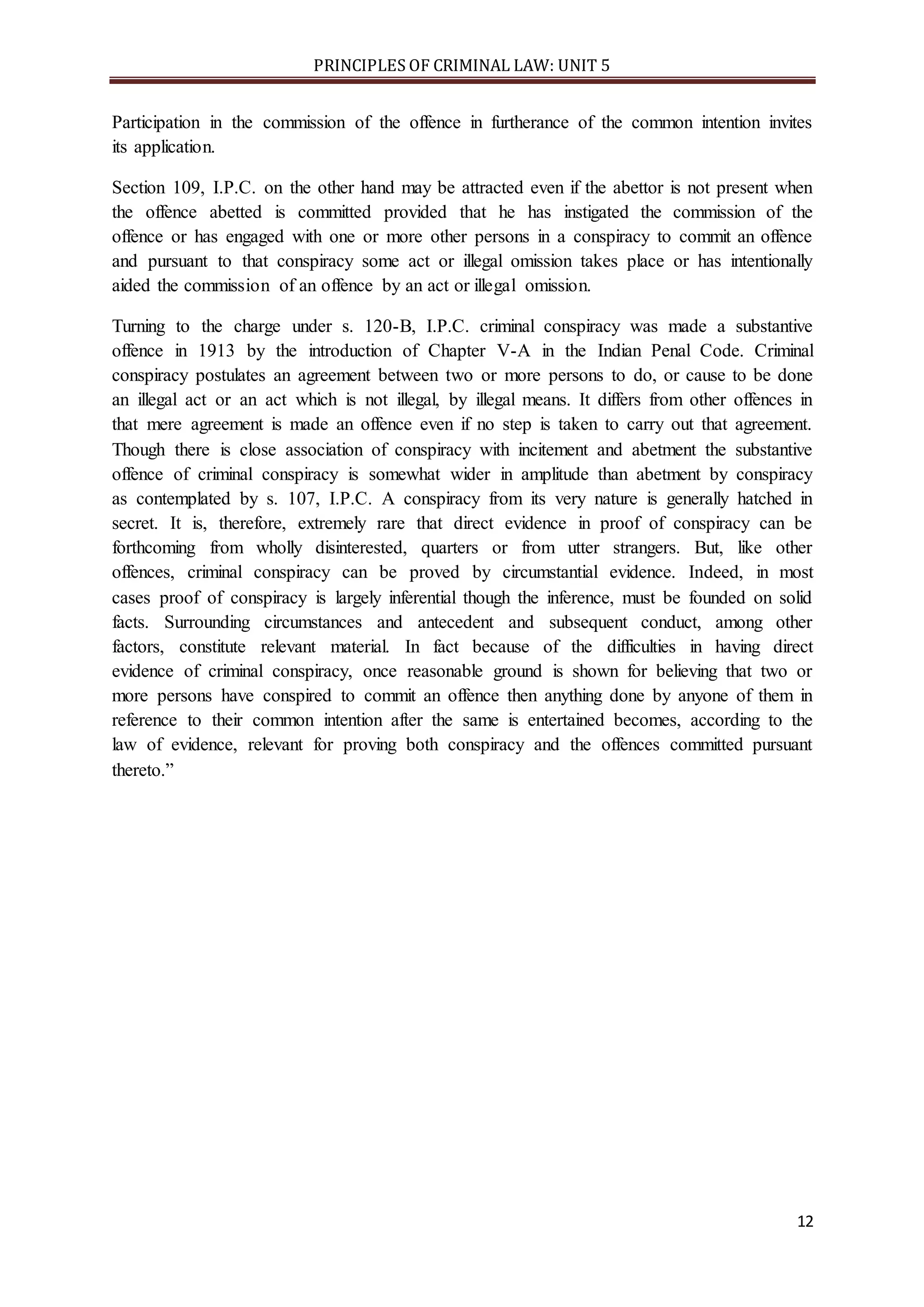 Abetment and Criminal Conspiracy under English and Indian law | DOCX